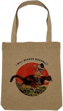 Fabulous Sac Shopping Tote Bag Aspect Lin - Chat Behave Normally Collage Vintage Illustration Art Humour Parodie Animal Surreel - Sac de Courses Toile Epaisse 