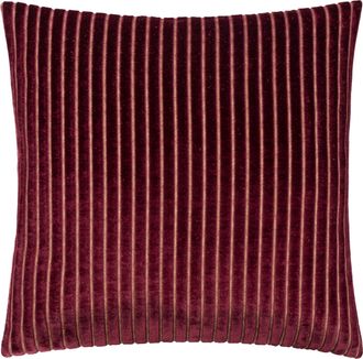 Riva Paoletti Savoy Stripe Kissenbezug - Wendbares, weiches, strukturiertes Samt-Dekokissen f&uuml;r Sofas, Betten und Sessel (Burgunderrot - 50x50cm)