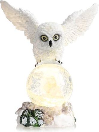 Com-Four Figurine LED Hibou avec Boule de Verre - &eacute;clairage LED &agrave; Poser avec Fonction minuterie - Figurine d&eacute;corative de No&euml;l (Chouette avec Boule de Verre)