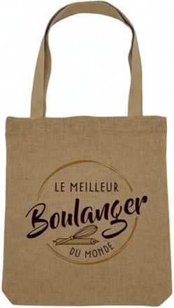 Fabulous Sac Shopping Tote Bag Aspect Lin - Le Meilleur Boulanger du Monde Artisan Boulangerie Patisserie Pain - Sac de Courses Toile Epaisse 360g Beige Nature