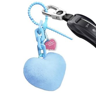 Generic Porte-cl&eacute;s en peluche en forme de coeur | Breloque de sac de voiture, pendentif fourre-tout pour hommes, filles, jeunes, adolescents, femmes, amis, co