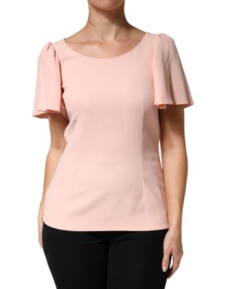 Dolce & Gabbana Womens Pink Short Sleeves Round Neck Blouse Top 46+03+vi