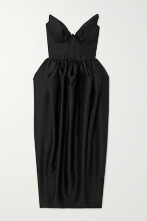 Zimmermann Robe Midi Bustier En Serge De Soie Et De Laine M&eacute;lang&eacute;es Matchmaker - Noir