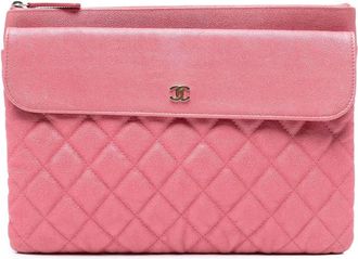 Chanel Clutches - Medium CC Quilted Caviar Flap Cosmetic Case - Gr. unisize - in Gold - für Damen