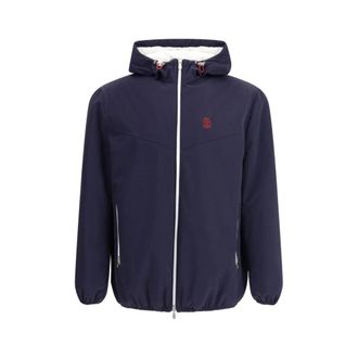 Brunello Cucinelli Wasserdichte Kapuzenjacke mit gestepptem Design - - Jackets - Herren - Blau - XL