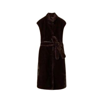 Twinset Femme, Vestes, Brun, Taille: 38 FR Gilet Long en Fausse Fourrure