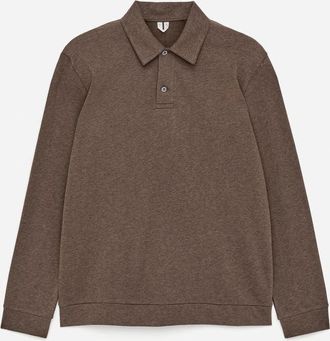 Arket Polopullover Aus Baumwolle Und Lyocell -Braun