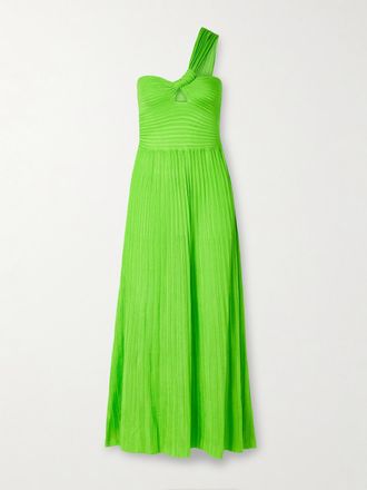 Gabriela Hearst Altura Asymmetrisches Midikleid Aus Gerippter Seide - Gr&uuml;n
