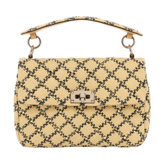 Valentino Garavani Femme, Sacs, Beige, Taille: ONE Size Sac &agrave; main Rockstud en raphia