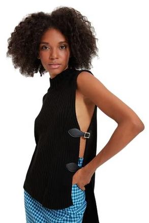 Trendyol High Neck Plain Slim Sweater Vest, Black, S Womens