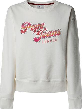 Pepe Jeans London Damen Rosa Sweatshirt, Weiß (Mousse-Weiß), M
