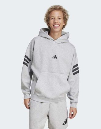 adidas Future icons - Sweat &agrave; capuche &agrave; 3 bandes - Gris chin&eacute; moyen