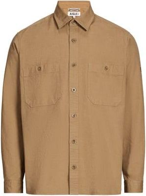 Aigle Baumwoll- und Leinenhemd - Beige
