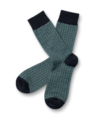 CHARLES TYRWHITT Chevron Socken - Petrolgr&uuml;n