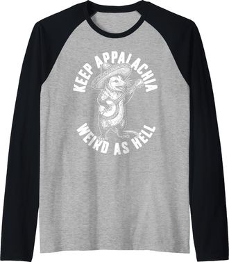 Giant Step Design Co. Keep Appalachia Weird As Hell Funny Possum Banjo Raglan