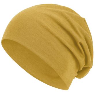 style3 Warme Herbst Fr&uuml;hjahr Slouch Beanie XXL aus atmungsaktivem, feinem und leichten Jersey Unisex M&uuml;tze Winterm&uuml;tze, Farbe:Senf