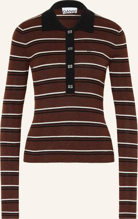 Ganni Strick-Poloshirt braun
