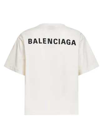 Balenciaga Womens Crewneck T-Shirt Ivory Cotton T-Shirts & Jerseys