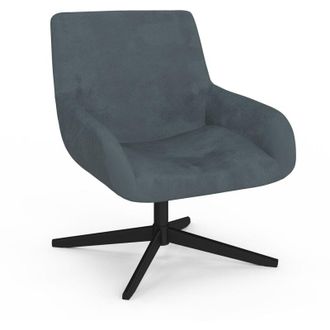 IDMarket Fauteuil pivotant ALBUS en velours gris pieds noirs