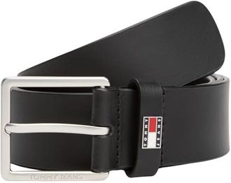 Tommy Jeans Ceinture fixe TJM Flag Leather 4.0 AM0AM13416 pour homme, noir (noir), 100, Noir (noir), 100 cm