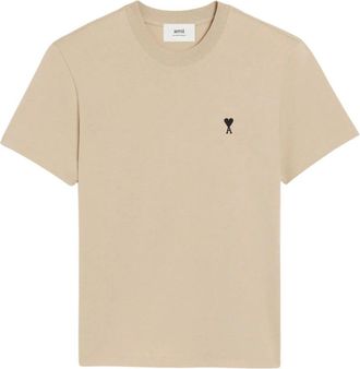 Ami Homme, Tops, Beige, Taille: XL T-shirt en jersey de coton Ami De Coeur Coupe Classique