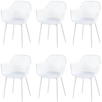 Eggree Eggree - Lot de 6 Fauteuil Chaises Blanc Plastique Scandinave Chaise de Salle &agrave; manger- Id&eacute;ales pour Terrasse, Jardin et Ext&eacute;rieur