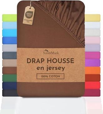 NatureMark Drap-Housse en Jersey, 100% Coton, Disponible dans de Nombreuses Tailles et Couleurs, qualit&eacute; Oeko-Tex Standard 100, 140 x 200 cm - 160 x 200 cm, Choc