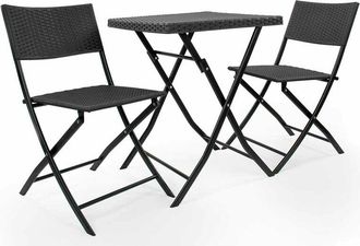 Jardideco Jardideco - Salon de jardin en r&eacute;sine tress&eacute;e Oruro 2 places Anthracite