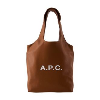 A.P.C. Womens Ninon Small Tote Synthetic Hazelnut Brown Totes-shopping-bags