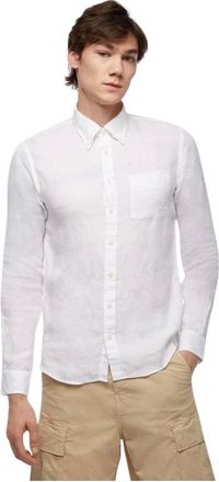 Brooks Brothers Homme, Chemises, Blanc, Taille: L Slim Fit Irish Linen Sport Shirt