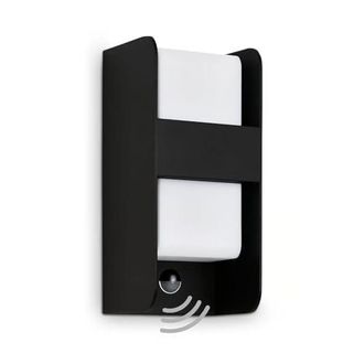 Telefunken Au&szlig;enlampe mit Bewegungsmelder, Wandlampe IP44, D&auml;mmerungssensor, E27, Schwarz-Wei&szlig;, 255x120x115 mm (LxBxH) (321105TF)