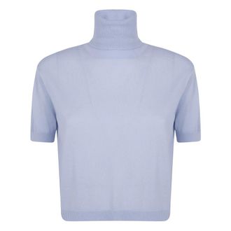 N&deg;21 Pullover mit Rollkragen und kurzen &Auml;rmeln - - Knitwear - Damen - Blau - XL