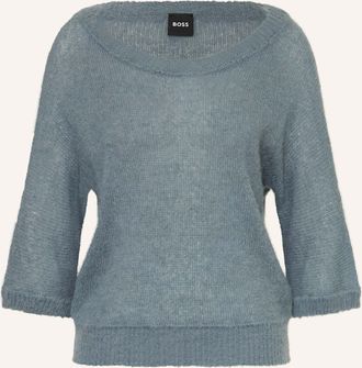 HUGO BOSS Alpaka-Pullover Fancer Mit 3/4-Arm blau