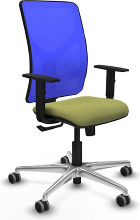 Piqueras y Crespo Atmungsaktiver B&uuml;rostuhl mit 1D-Armlehnen, h&ouml;henverstellbare Lendenwirbelst&uuml;tze, ausgestattet mit 3 Positionen und Schneideschaum, Blau/Olivgr&uuml;n