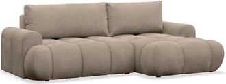 Selsey Ombo Mini - Ecksofa mit Schlaffunktion, Bettkasten und Boucl&eacute;-Bezug, Dunkelbeige, rechts - Selsey