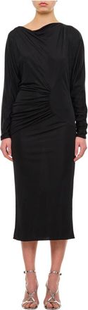 Khaite Femme, Robes, Noir, Taille: 40 FR Draped Midi Dress