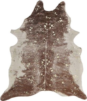 Beliani Beliani - Tapis Fausse Peau de Vache avec Taches Éparses 130 x 170 cm en Acrylique et Polyester Marron Beige et Doré