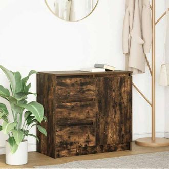 vidaXL Sideboard mit Schublade Räuchereiche 71x35x65 cm Holzwerkstoff Vidaxl