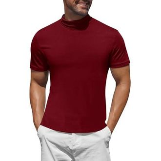 Generic T-shirt &agrave; col roul&eacute; pour homme &agrave; manches courtes : t-shirt fonctionnel l&eacute;ger t-shirt musculaire coupe ajust&eacute;e t-shirt respirant sous-v&ecirc;tement &eacute;l&eacute;gant 