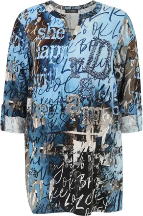 Doris Streich Bluse mit grafischem Print und Glitzerdetails - - Blouses & Shirts - Damen - Mehrfarbig - L