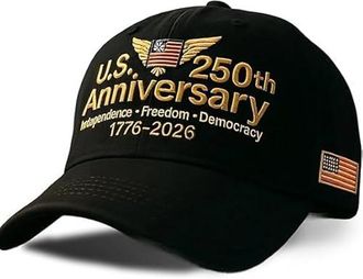 Generic Casquette r&eacute;tro d&eacute;lav&eacute;e du 250e anniversaire des &Eacute;tats-Unis, casquette de baseball patriotique r&eacute;glable pour homme et femme, b, Taille unique