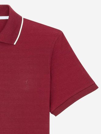 Saint Laurent Mens Cotton Piqu&eacute; Polo Shirt With Logo Burgundy T-shirts And Polos