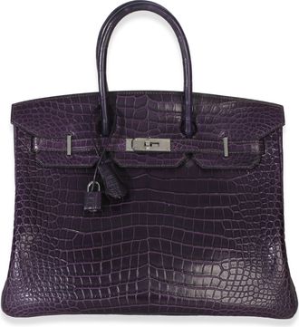 Herm&egrave;s Herm&egrave;s Matte Niloticus Amethyst Crocodile Birkin 35 PHW
