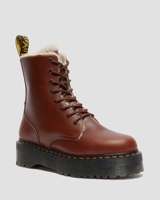 Dr. Martens Jadon Kunstpelz Gef&uuml;tterte Plattformstiefel, Leder Schuhe in Braun, Gr&ouml;&szlig;e: 36