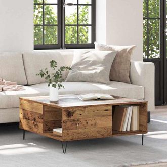 vidaXL Table basse Bois ancien 80 x 80 x 36,5 cm Bois ding&eacute;nierie vidaXL