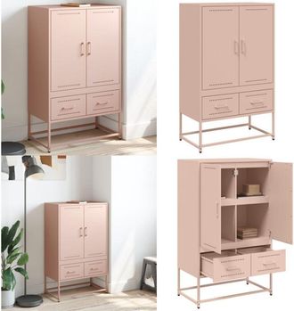 vidaXL Highboard Rosa 68x39x111,5 cm Kaltgewalzter Stahl - Sideboard - Hochschrank - Wohnzimmerm&ouml;bel - Rosa M&ouml;bel - Metallregal - Home & Living