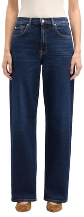 7 For All Mankind Womens Stovepipe Straight Bluecrest Jeans, Dark Blue, 26W