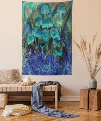 Abakuhaus Psychedelisch Wandteppich und Tagesdecke, Dreamy Mushroom, aus Weiches Mikrofaser Stoff Wand Dekoration Für Schlafzimmer, 150 x 110 cm, Blau Violett u