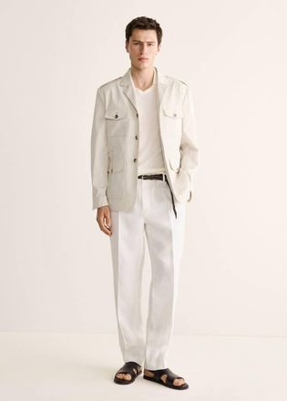 Mango Veste 100 % coton poches beige - Homme - XL - MANGO MAN