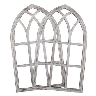 Valiclud SAFIGLE 2 St&uuml;ck Rustikale Bogenfensterrahmen Wanddekoration im Kathedralstil Vintage Landhausstil f&uuml;r Wohnraum Restaurant und Studio